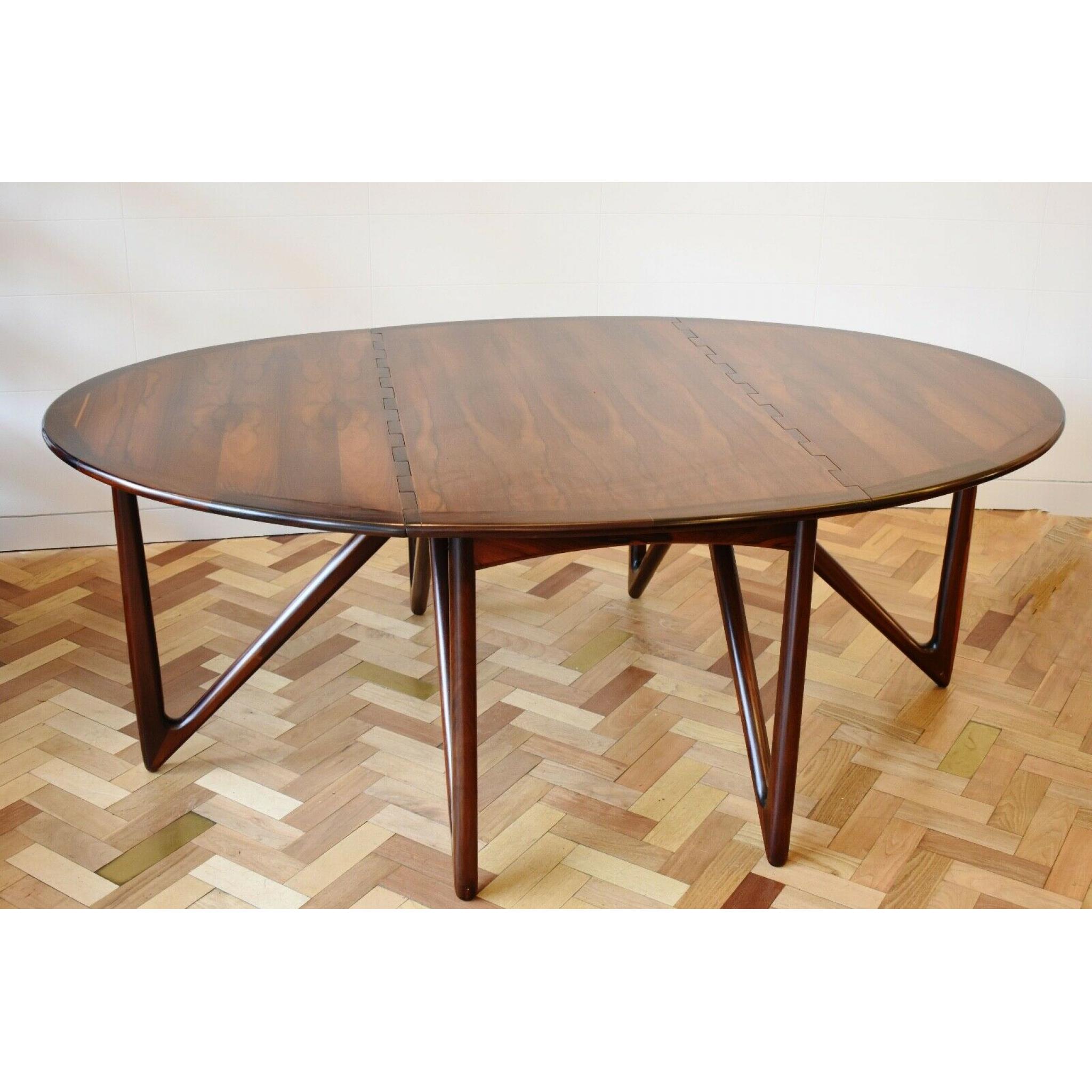 Niels Koefoed Gateleg Rosewood Dining Table for Koefoeds Møbelfabrik