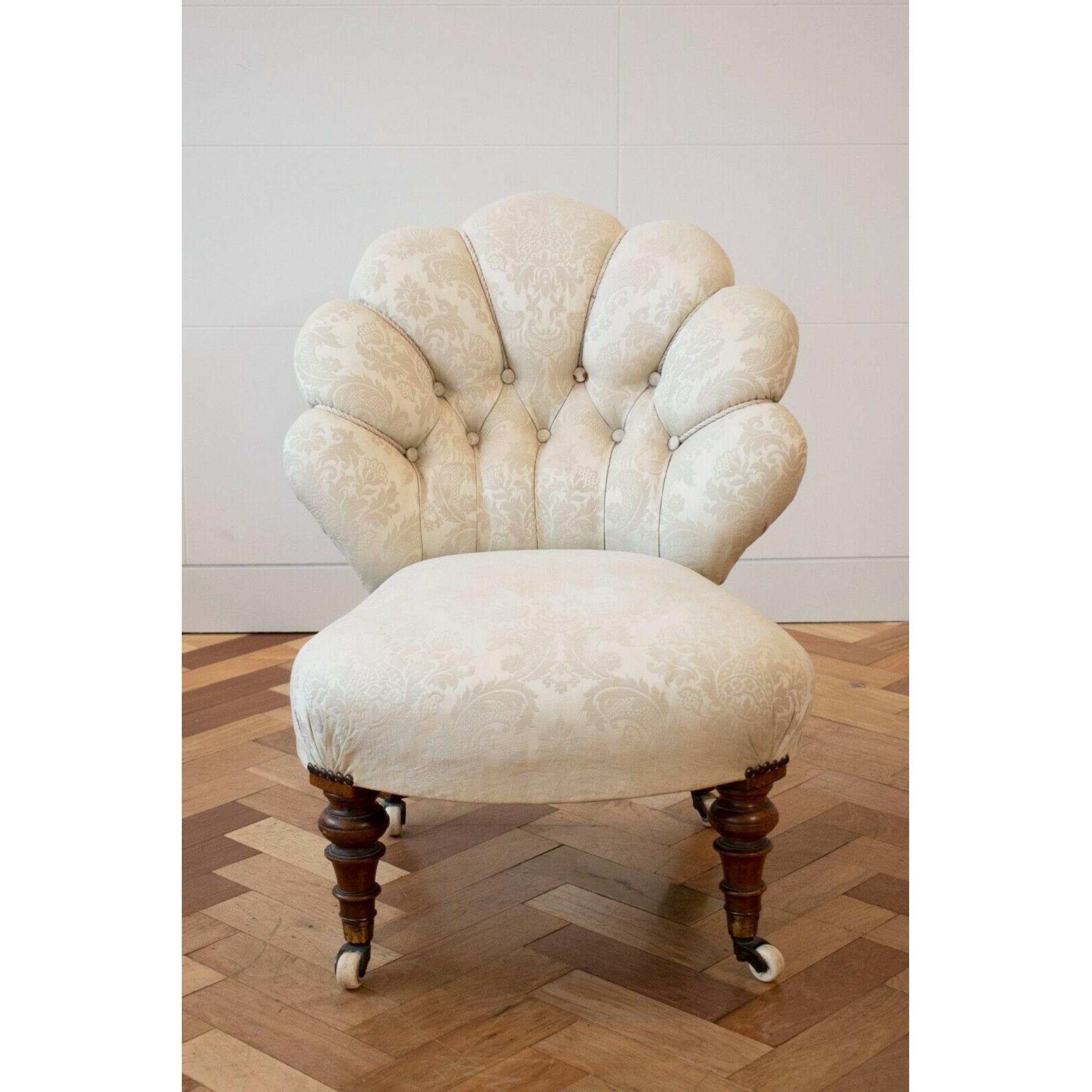 Antique Victorian Shell Back Chair in Original Upholstery