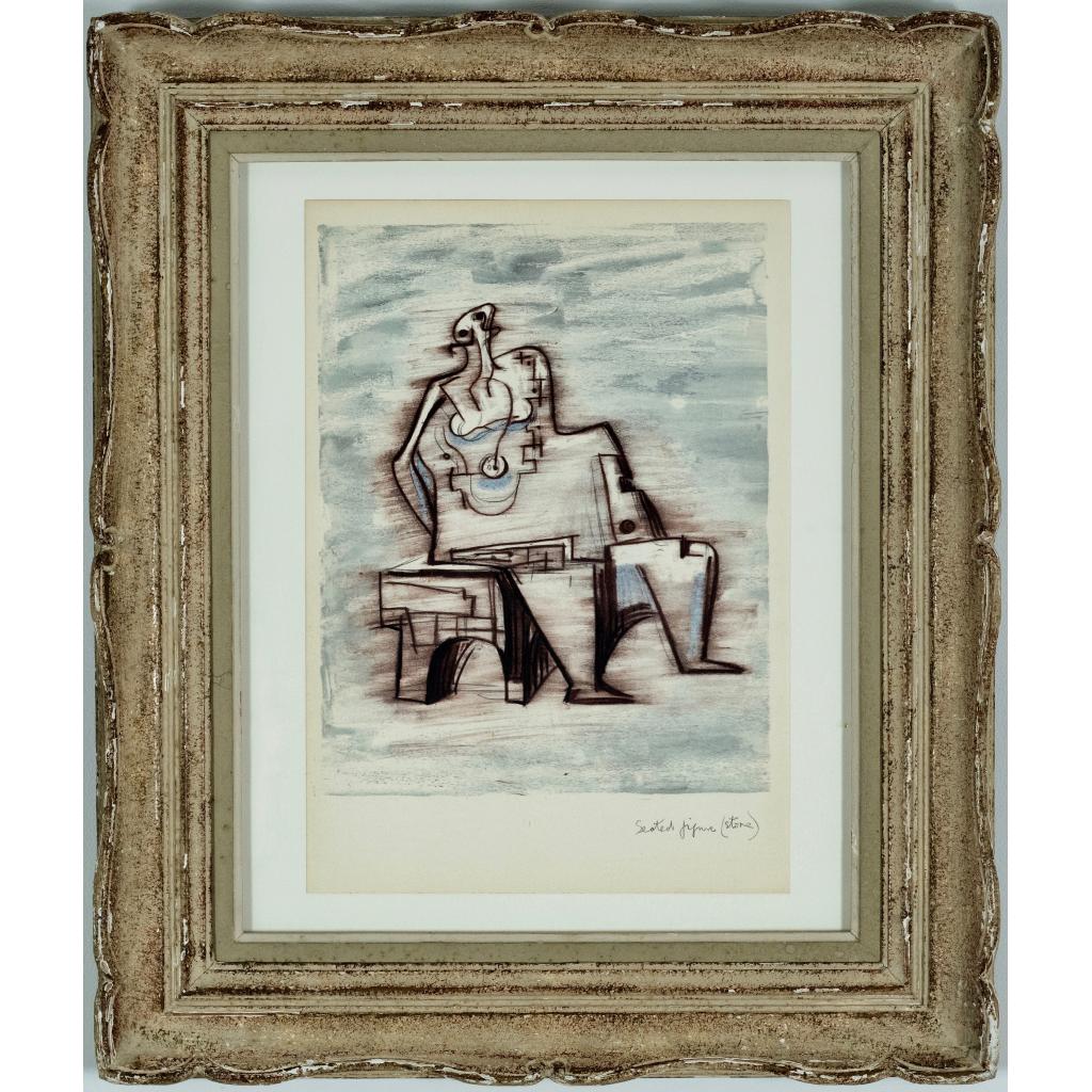 1957 Original Lithograph "Seated Figure" by Henry Moore