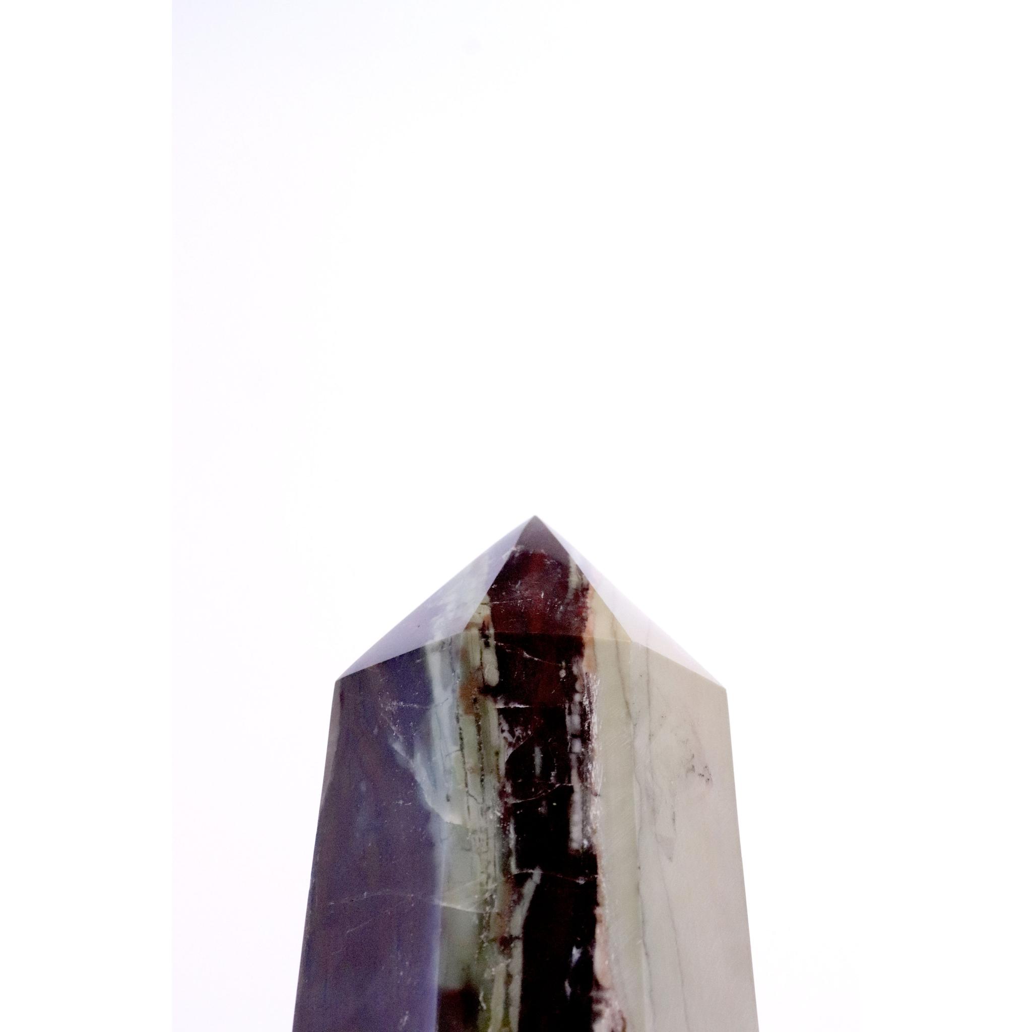 Serpentine Green & Red Crystal Tower